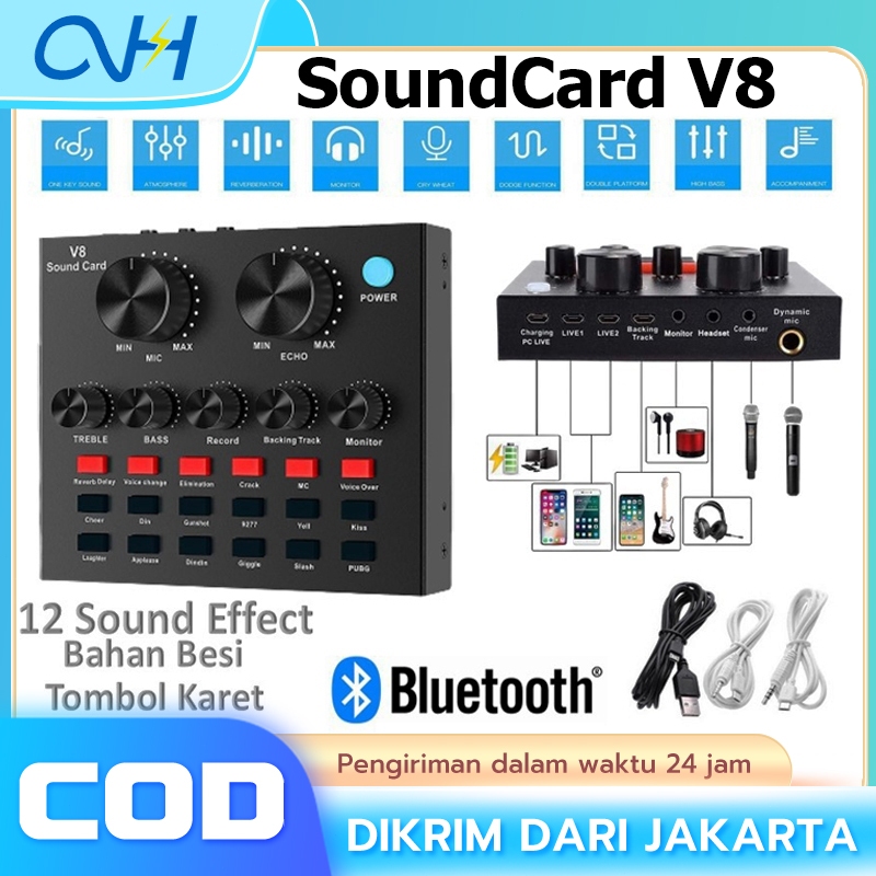Jual Sound Card V8 Microphone Webcast Live External Sound Card With 5.0 ...