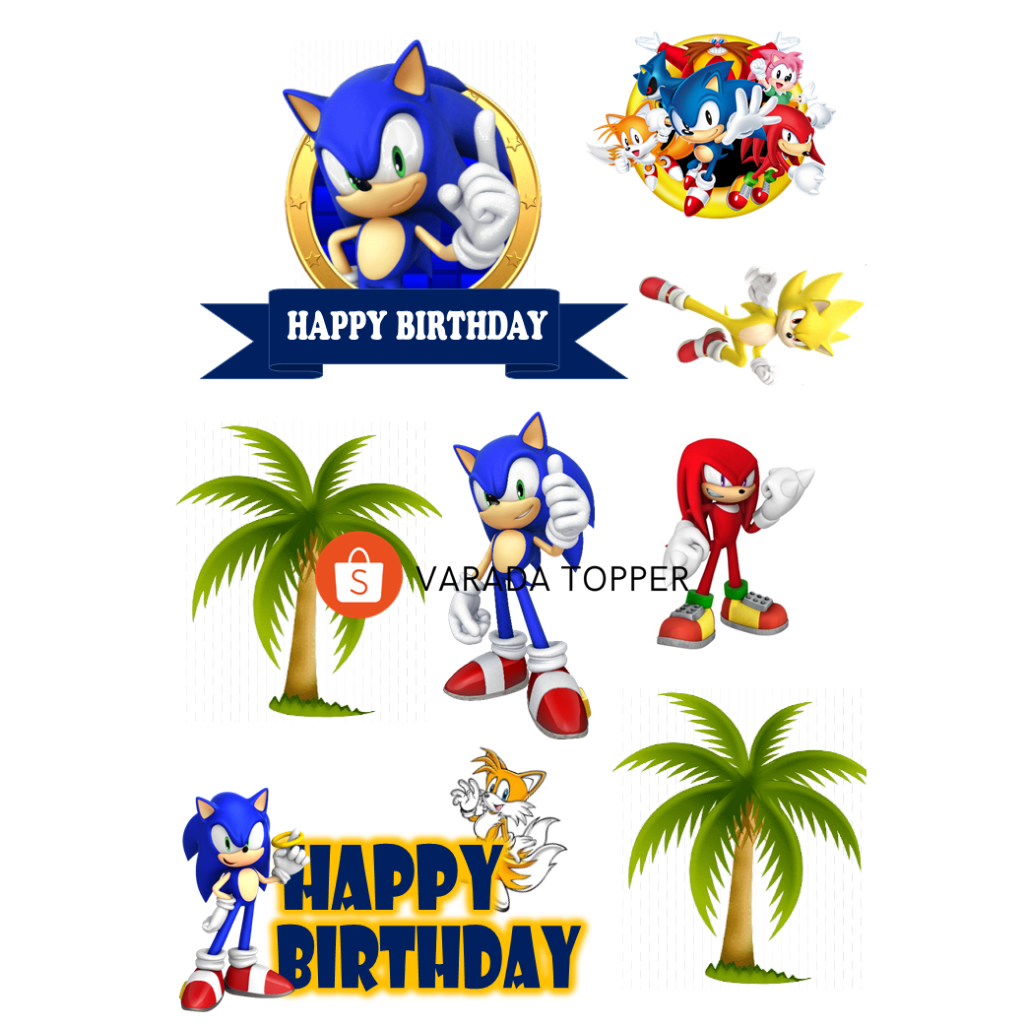 Jual SONIC/Topper Birthday Free Custom Nama/Hiasan Cake Ultah | Shopee ...