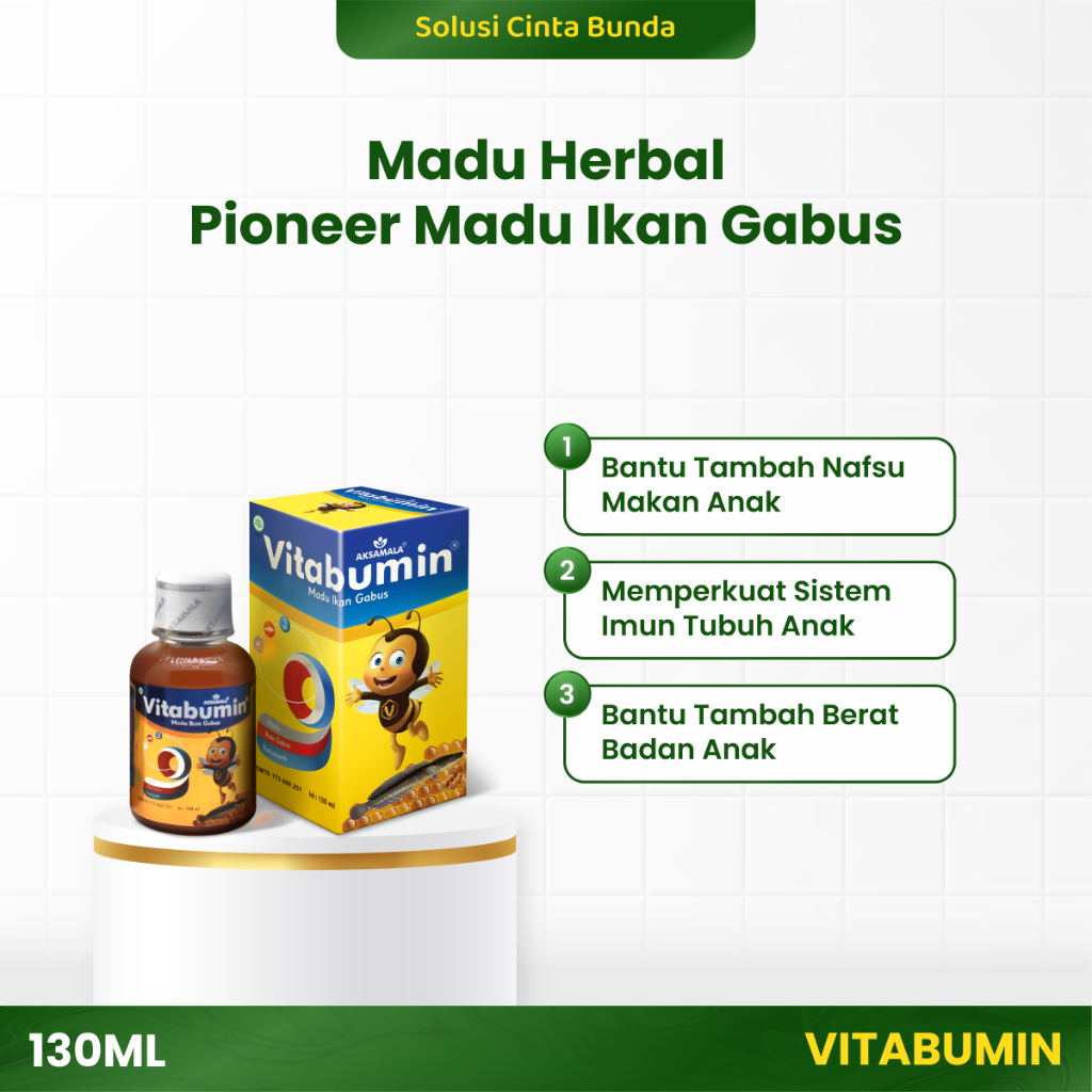 Jual Vitabumin 130ml - Madu Nafsu Makan Anak - Madu Albumin Ikan Gabus | Shopee Indonesia