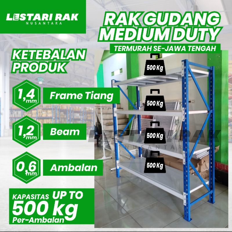 Jual rak pergudangan medium duty rack kapasitas diatas 500 kg | Shopee ...