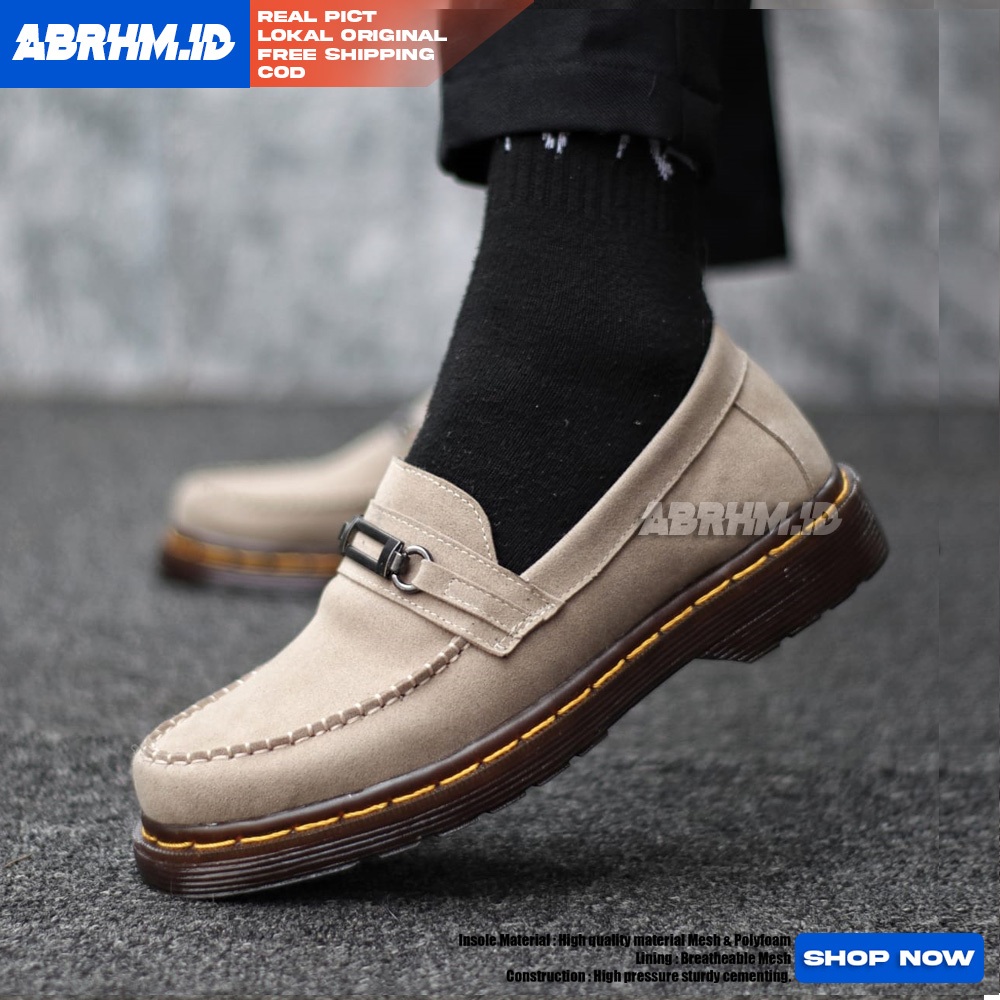 Jual ABRHM Sepatu Loafers Docmart Pria Formal Pantofel Kerja Pria Hitam ...