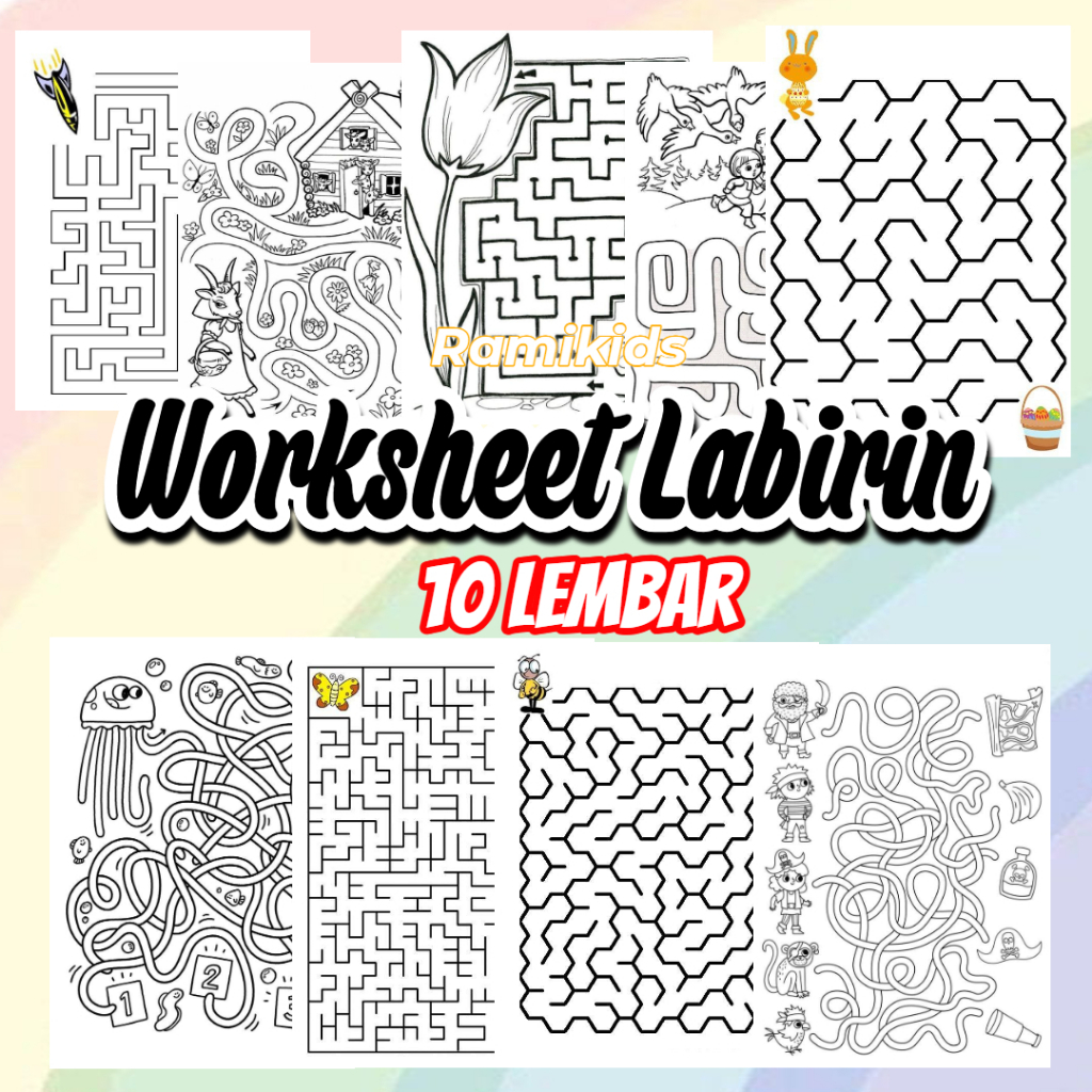 Jual [TERMURAH] Worksheet Anak Maze Labirin Aktivitas Anak PAUD Lembar ...