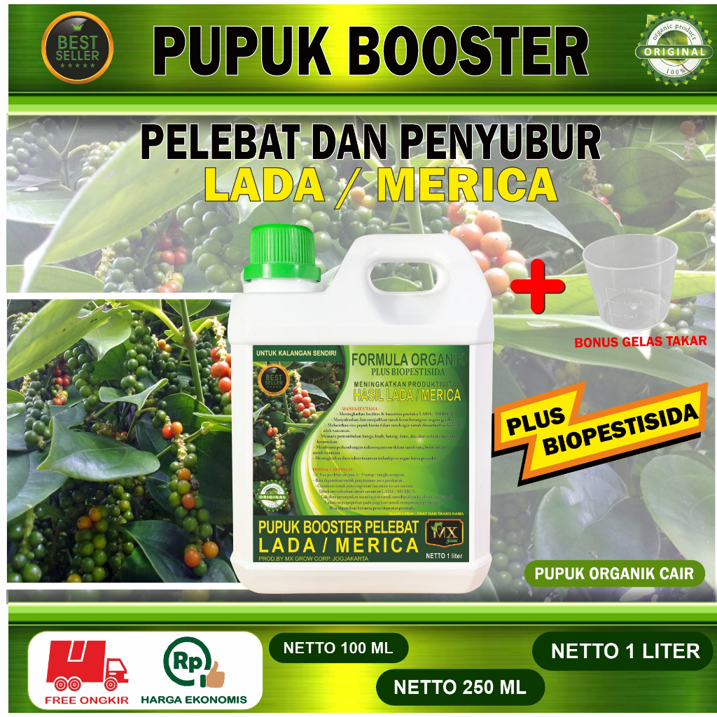 Jual Pupuk Organik Cair Pelebat Penyubur Pembesar Buah Lada / Booster tanaman lada | Shopee ...