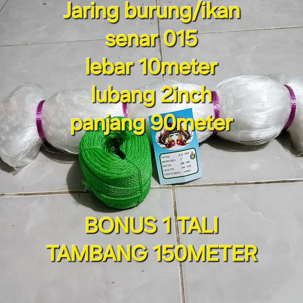 Jual Jaring burung/ikan lebar 10meter panjang 90meter lubang 2inch ...