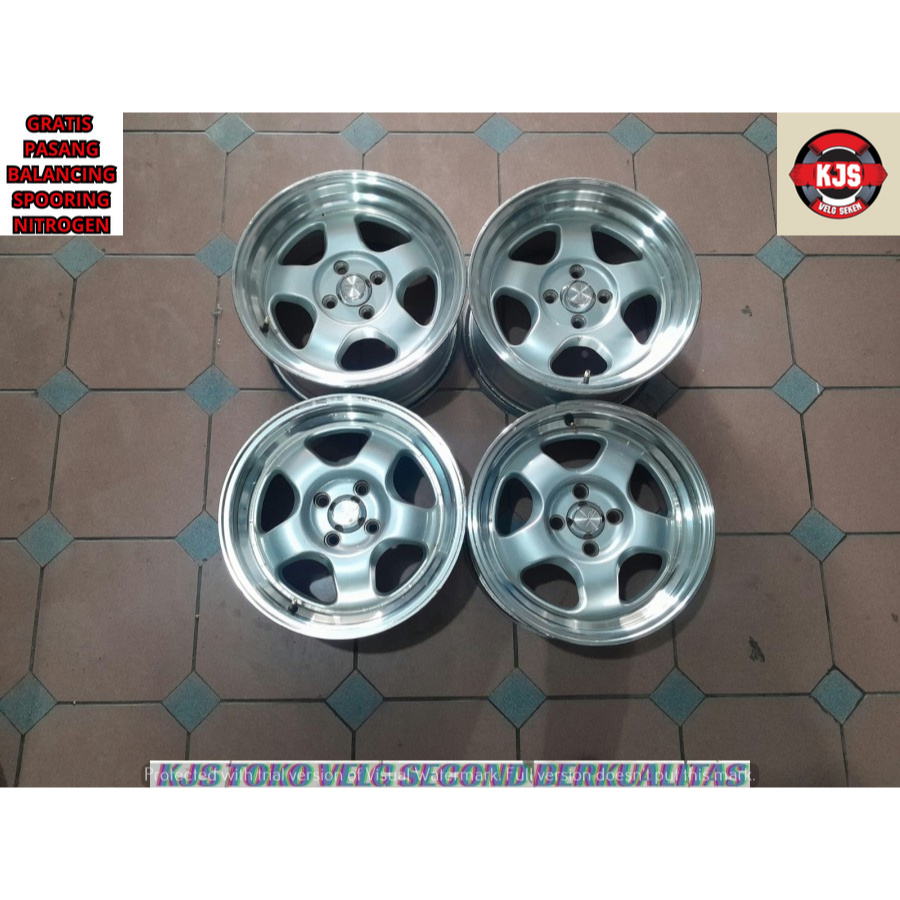 Jual VELG RACING SECOND MODEL HSR BRISKET RING 15 PCD 4X100 LEBAR 7/8 ET40 WARNA SILVER POLISH ...