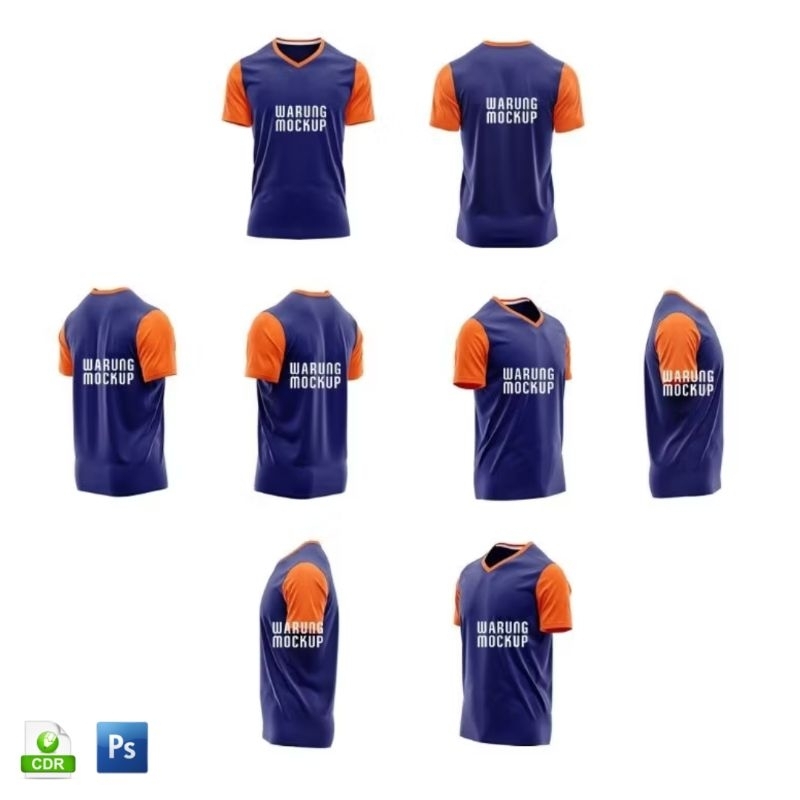 Jual MOCKUP JERSEY V-NECK SLIM [ PSD 22-43 , CDR FP2-8 ] | Shopee Indonesia