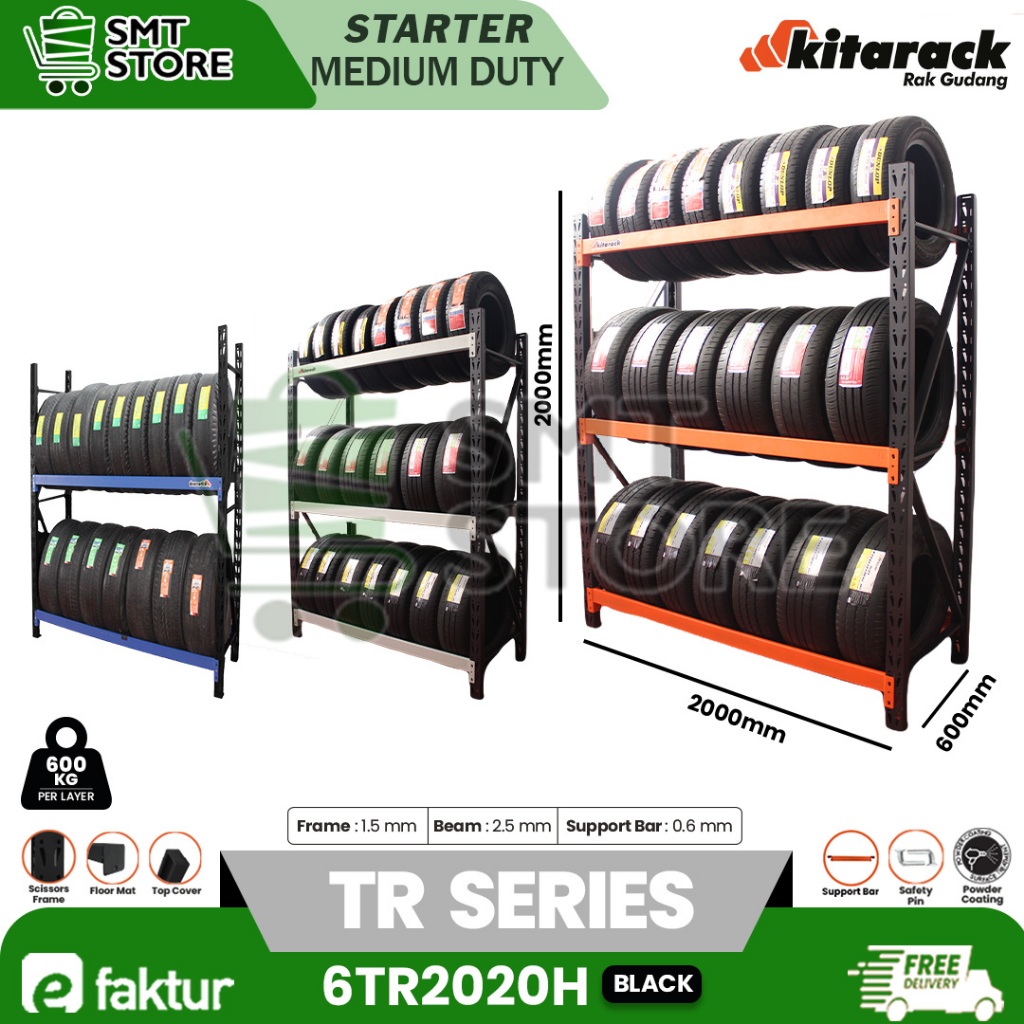 Jual KITARACK Rak Gudang Tire Rack 6TR2020 Hitam Rak Ban Motor Ban ...