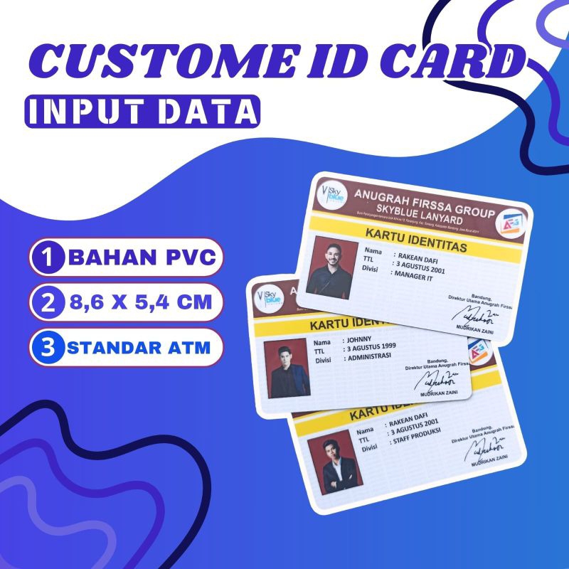 Jual ID CARD CUSTOM BISA 1SISI/2SISI BAHAN PVC/KARTU IDENTITAS | Shopee ...