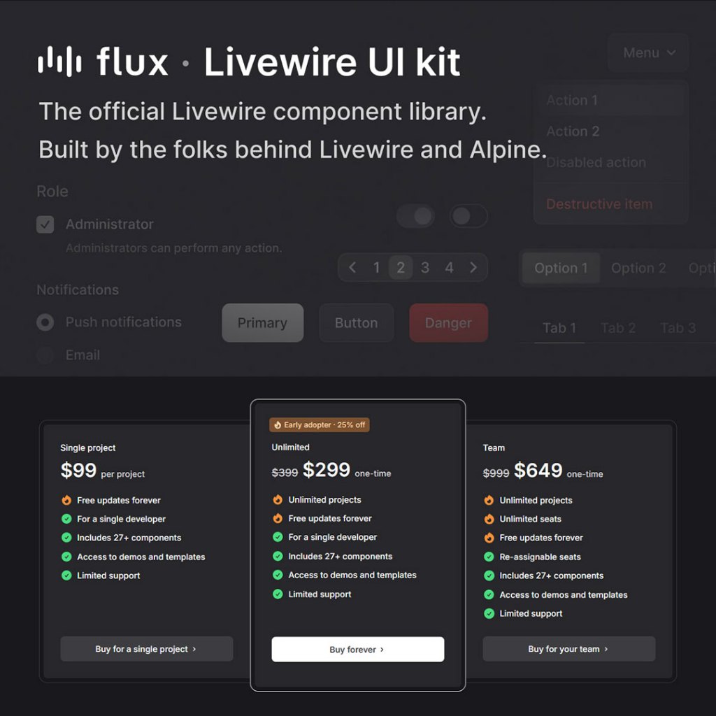 Jual Flux UI Pro - Laravel Livewire UI Kit Component Lengkap | Shopee Indonesia