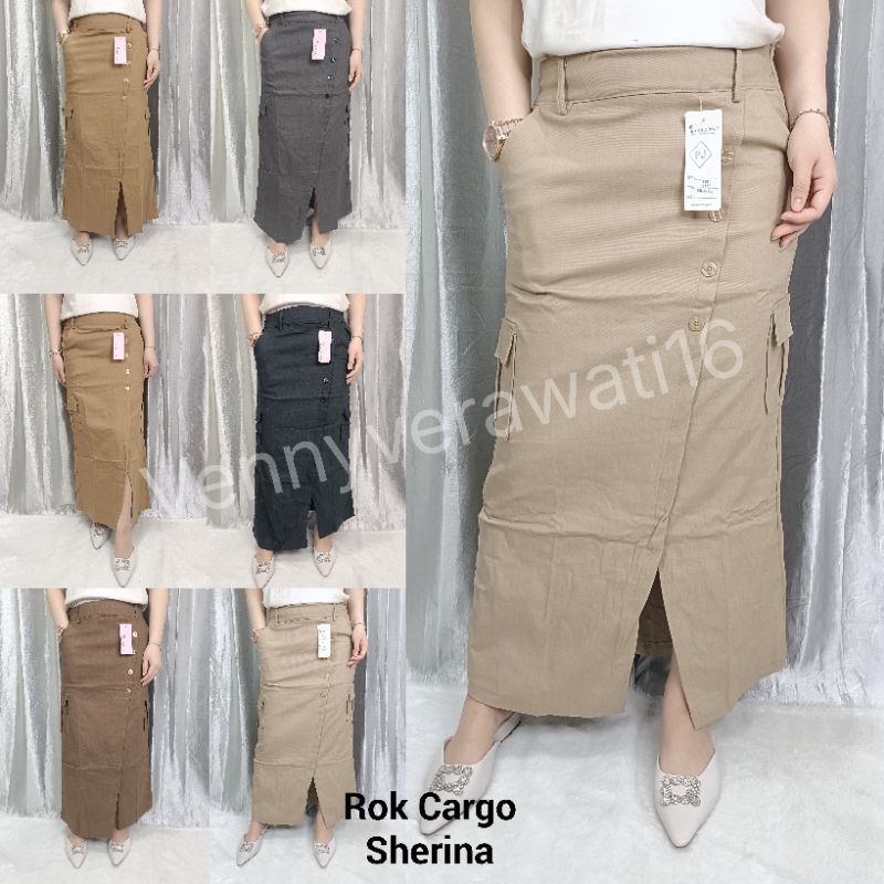 Jual Rok Cargo Panjang Rok Cargo Sherina Stretch Tebal Simple Me ...