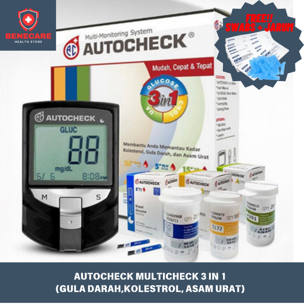Jual Autocheck 3 in 1 Gula Darah, Kolesterol, Dan Asam Urat | Shopee ...