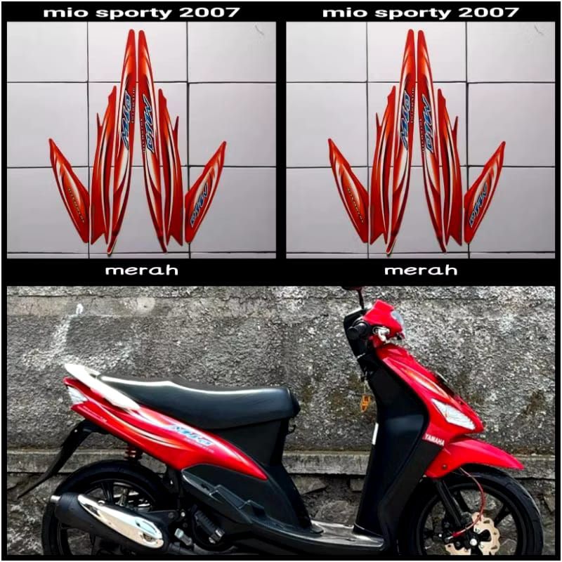 Jual STIKER STRIPING LIS BODY MOTOR YAMAHA MIO SPORTY 2007, merah ...