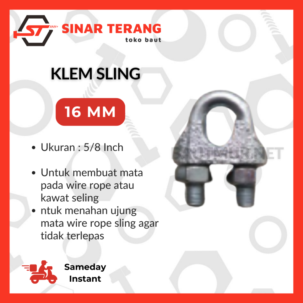 Jual Klem Sling 16mm Kuku Macan Wire Rope Clip | Shopee Indonesia