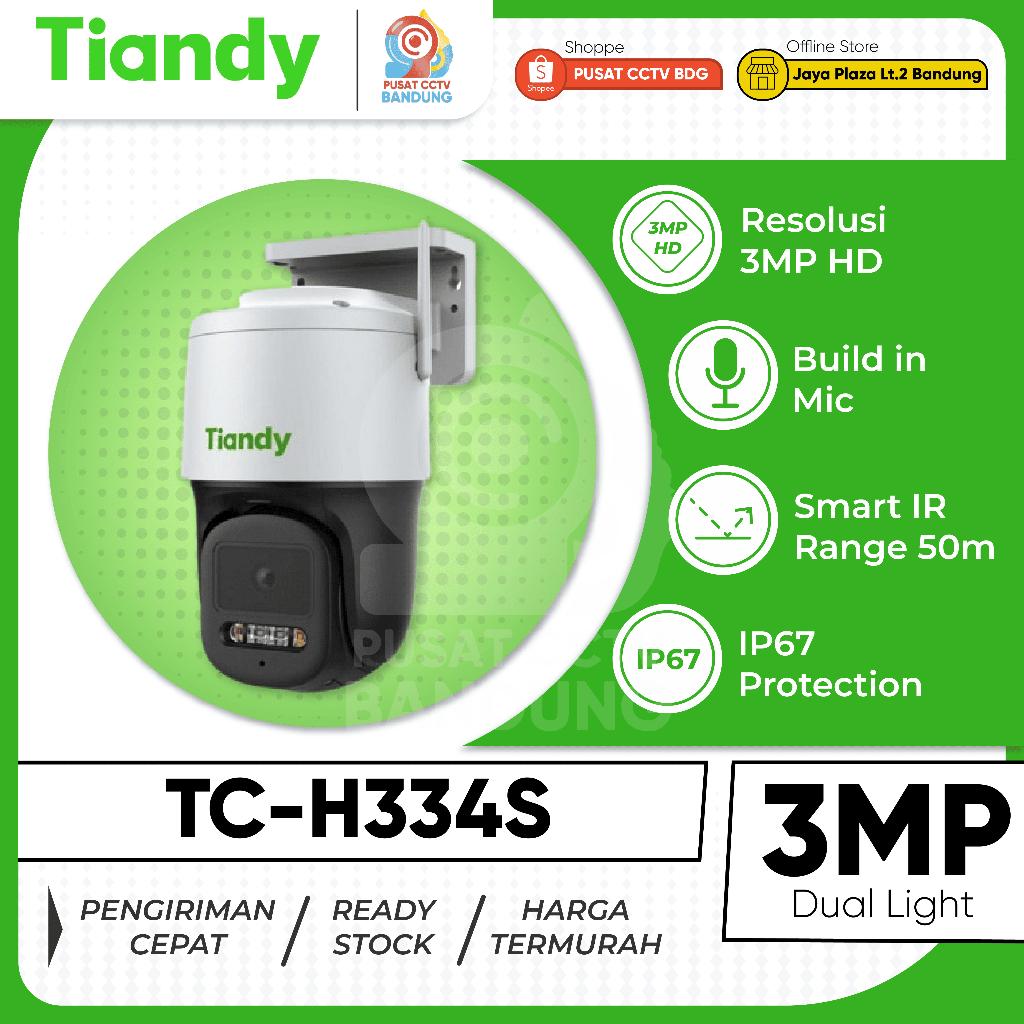 Jual Kamera CCTV Outdoor Tiandy TC-H334S 3MP Wireless Dual Light EW PT ...