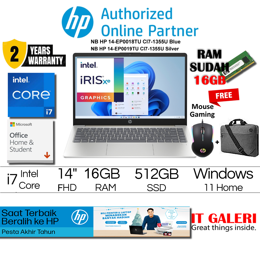 Jual Laptop HP 14-EP0018TU/ EP0019TU Intel Core I7-1355U/Ram 16/Ssd ...