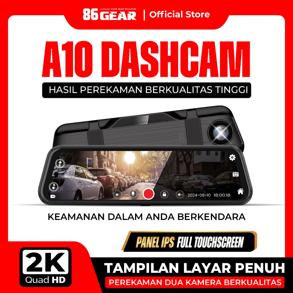 Jual [COD] 86GEAR A10 Dashcam Mobil 2K + 1080p Resolution 9.6 Inch ...