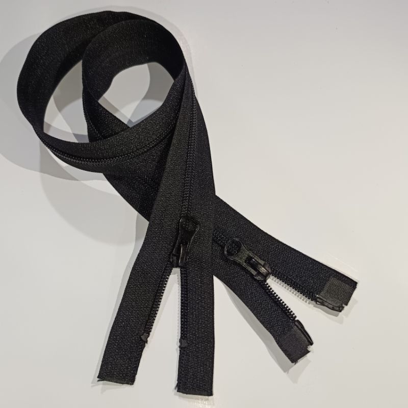 Jual Resleting jaket 2way kepala 2 open end hitam 70cm Kualitas premium ...