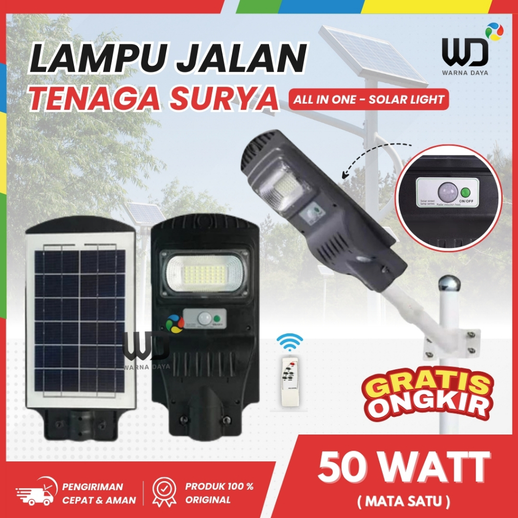 Jual Lampu Jalan PJU LED Solar Cell 50W Panel Surya Sorot 50 WATT | Shopee Indonesia