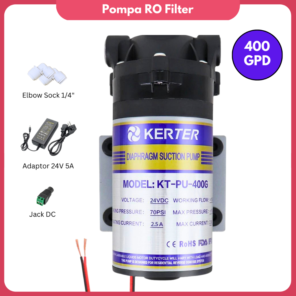 Jual RO Pump Pompa ro 400 Gpd DC 24V Booster pump air Membran ro dan ...