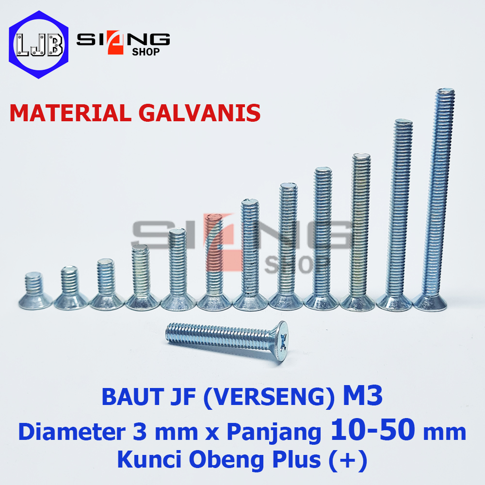 Jual Baut JF Galvanis M3 panjang 10 sd 50mm / Baut Verseng Galvanis | Shopee Indonesia