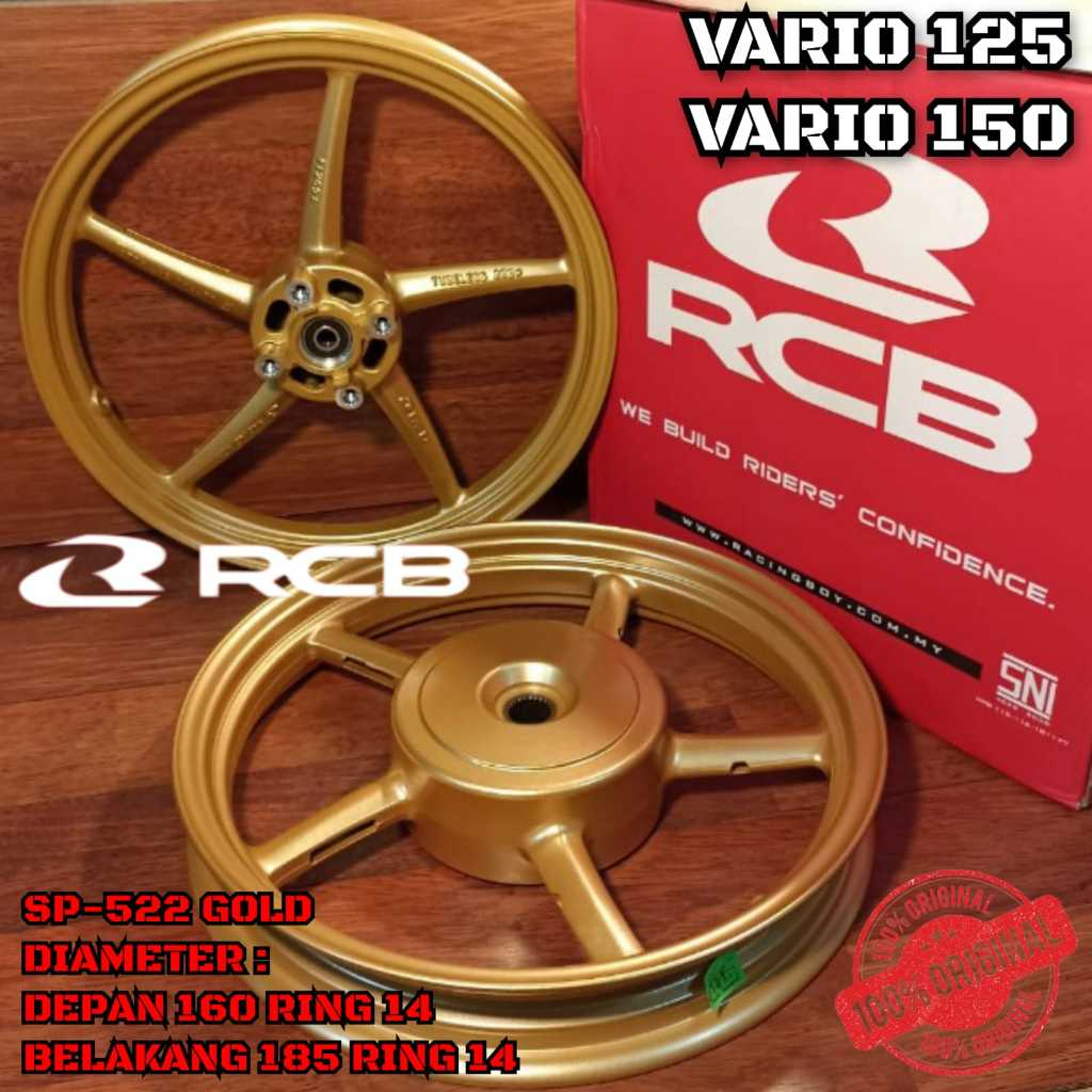 Jual VELG RCB VARIO125 VARIO150 SP522 GOLD 160/185 RING 14 SET DEPAN ...