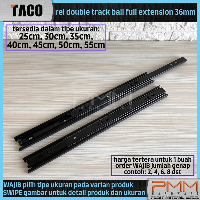 Jual rel double track TACO | rel laci ball bearing full extension metal ...