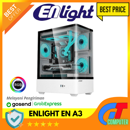 Jual CASING ENLIGHT EN A3 3FAN RGB - mATX GAMING CASE - WHITE | Shopee ...