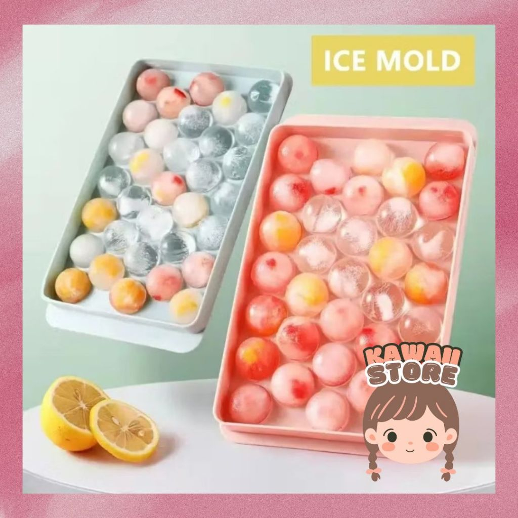 Jual KW85 Cetakan Bulat Es Batu Jelly mini Puding Buah 33 Slot Round ...