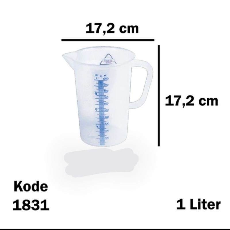 Jual gelas ukur / takaran air plastik green leaf tebal kuat 500 ml 1000 ml 2000 ml 3000 ml 5000 ...