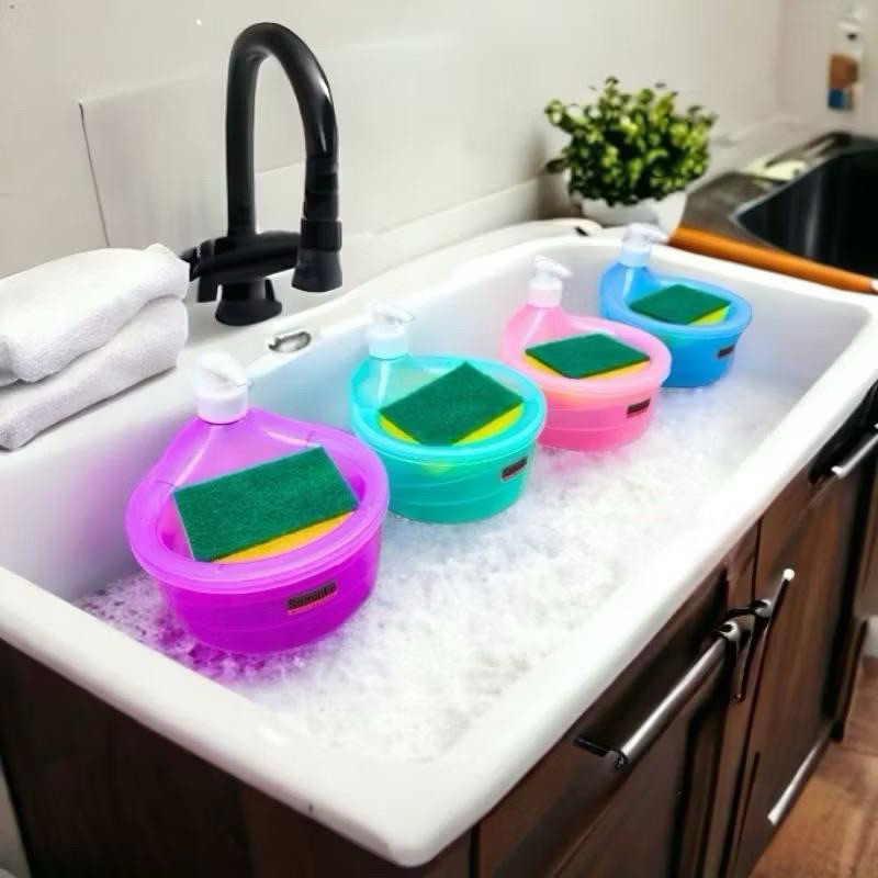 Jual TEMPAT SABUN BULAT 1000ml + Spons Cuci Piring (2in1) Dispenser ...