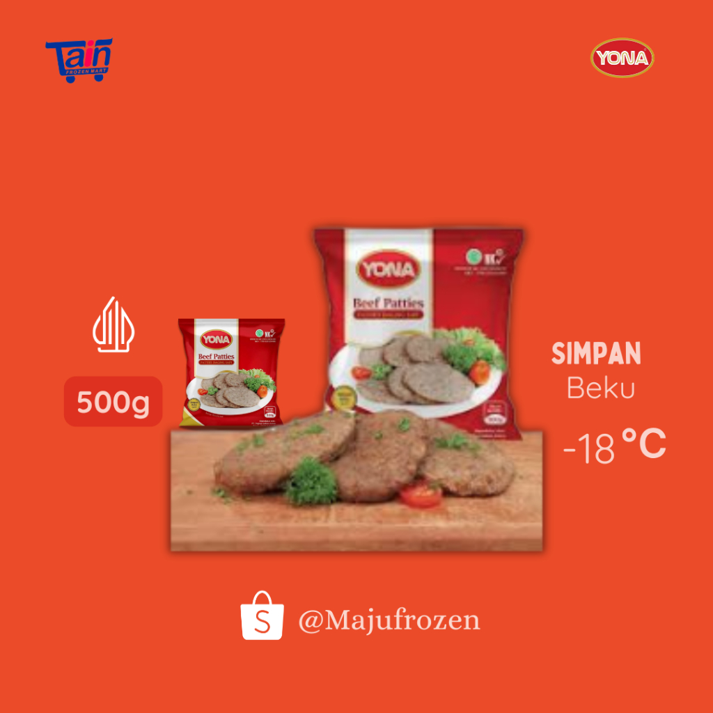 Jual Yona Beef Patties Patty Daging Burger Sapi Kemasan 500 Gram ...