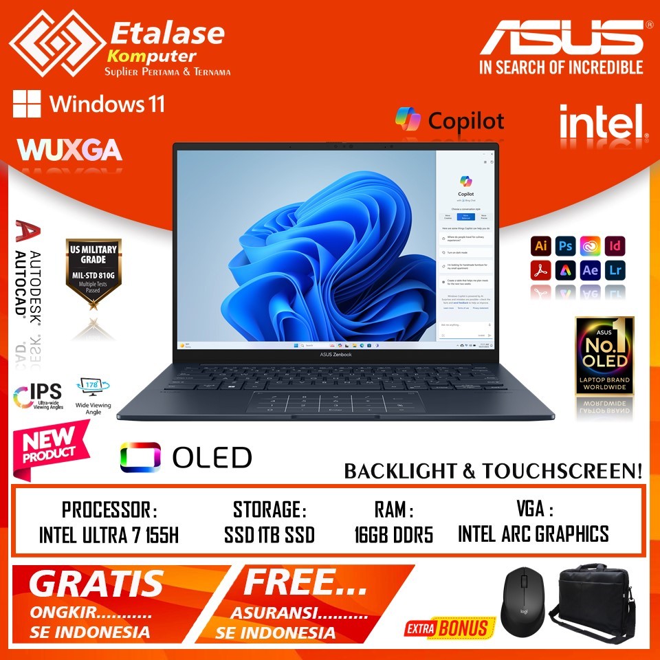 Jual ASUS ZENBOOK 14 Q425MA OLED INTEL ULTRA 7 155H 16GB DDR5 2TB 14 ...