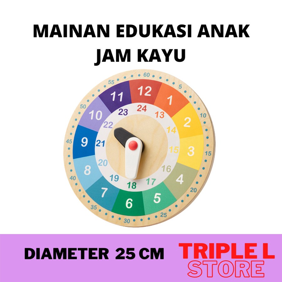 Jual UNDERHALLA Mainan Edukasi Belajar Anak Jam Kayu Educational Wooden ...