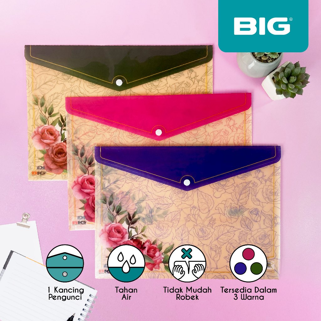 Jual 1 Pcs BIG Map Kancing 1 Rose Motif Bunga Mawar/ Map Dokumen ...