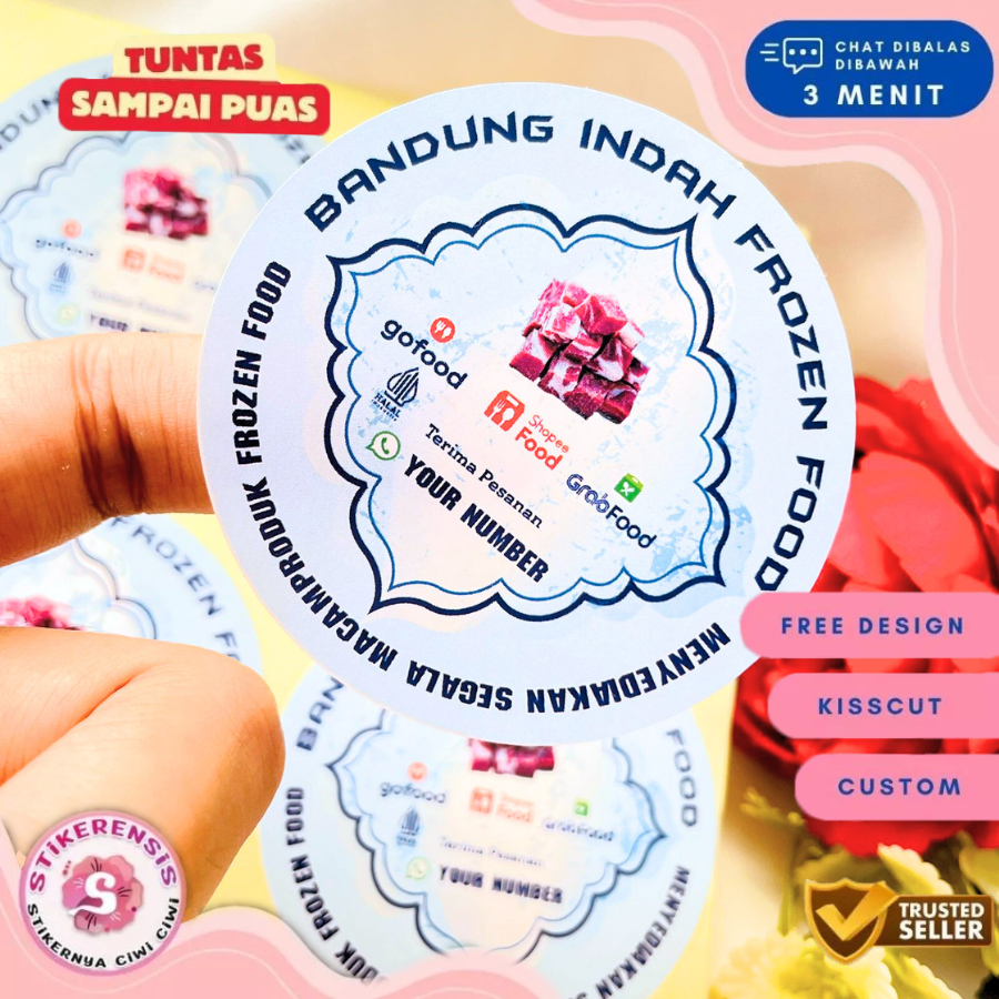 Jual 5-8 Stikerensis Sticker Label Makanan Beku Free Desain Produk ...