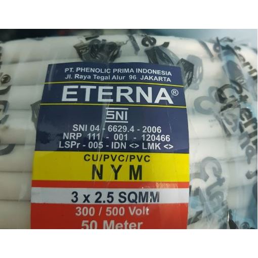 Jual Kabel listrik NYM 3x1.5 ETERNA Kabel Kawat Isi 3 x 2,5 mm 50m ECERAN/METERAN | Shopee Indonesia