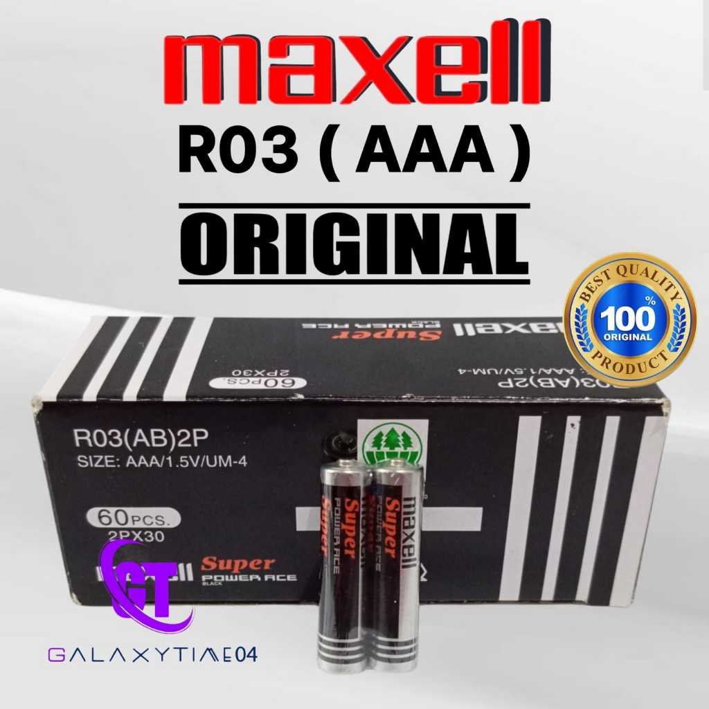 Jual Baterai Maxell R03 ( AAA ) Original Super Power Black 1,5V / Batrai A3 AAA UM-4 R03 Isi 2 ...