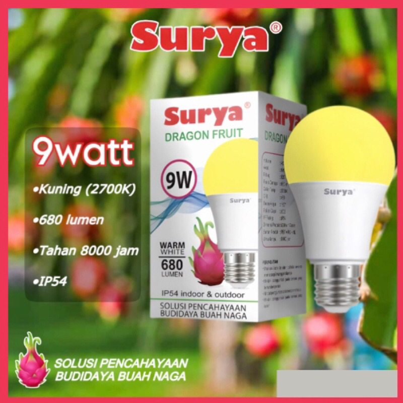 Jual Lampu LED Buah Naga - Dragon Fruit Cahaya Kuning IP54 SURYA 9W - 9 Watt IP 54 2700K ...
