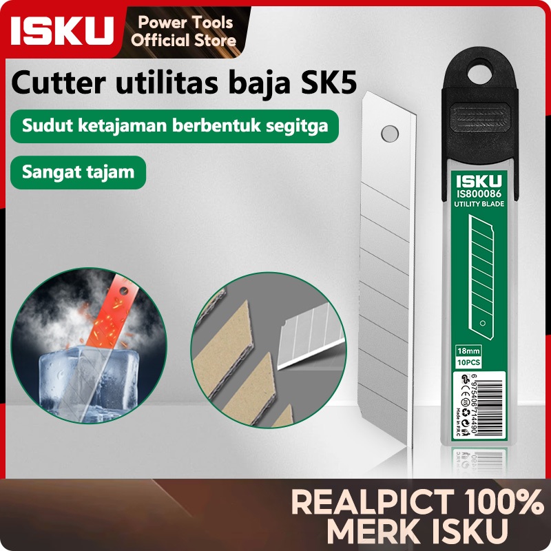 Jual ISKU Cutter Blade Isi Ulang Cutter SK5 10 pcs perkakas Tajam Dan Anti Karat Isi Ulang Pisau ...