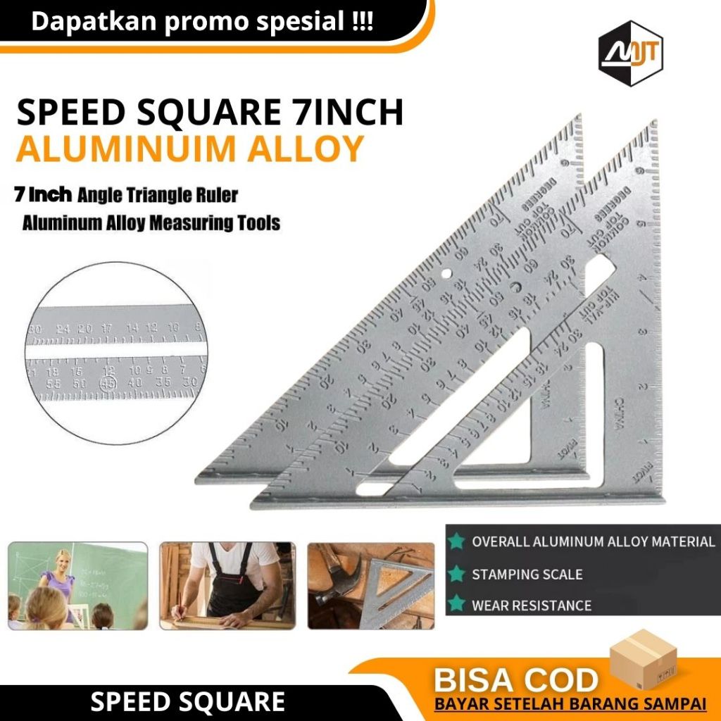 Jual Penggaris siku Segitiga 7 inci Speed Square Allumunium Alloy ...