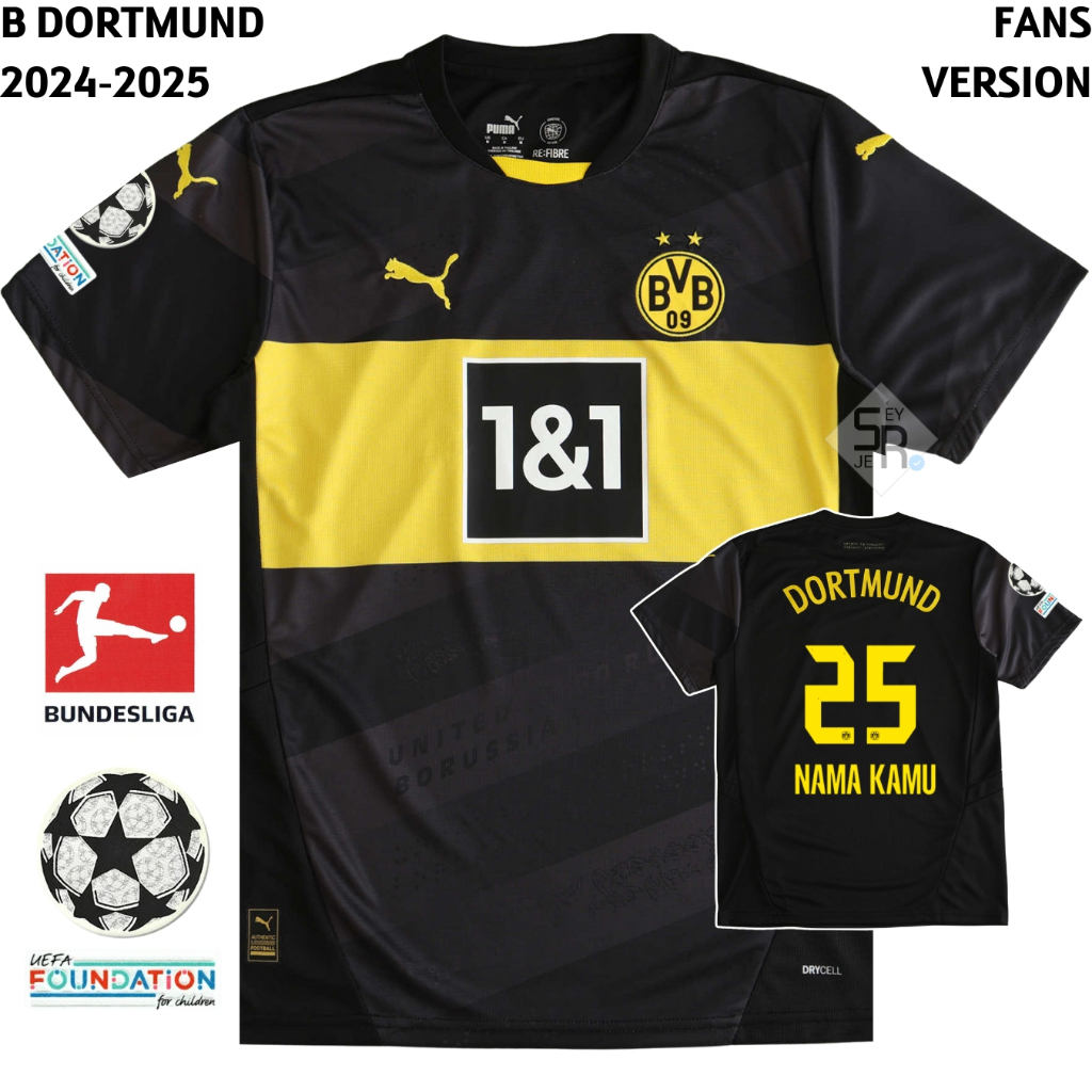 Jual Jersey Borussia Dortmund 2024 2025 Away Baju Bola dormun hitam ...