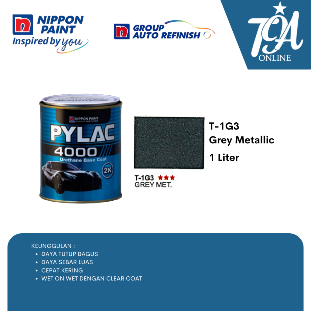 Jual NIPPON PAINT AUTO REFINISH Pylac 4000 PU Basecoat 1G3 Grey ...