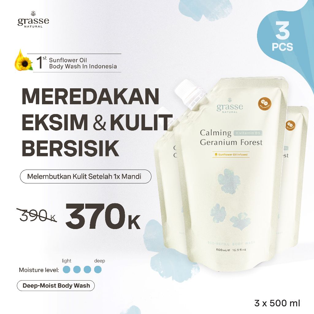 Jual Grasse Natural Eco Refill Body Wash Bundle of 3- Calming | Shopee ...
