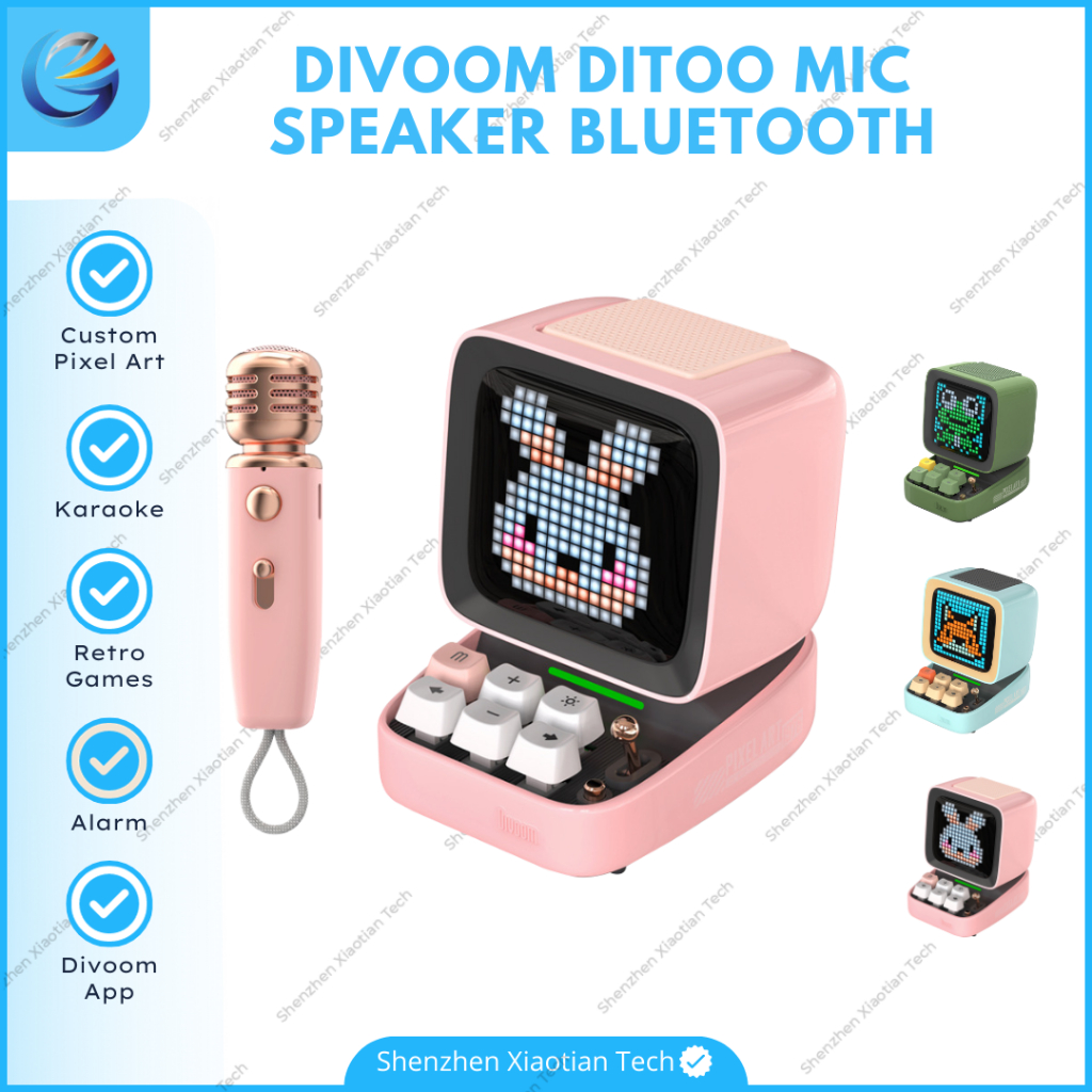 Jual Speaker Ditoo MIc Pixel Art | Speaker Bluetooth Karaoke Mic ...