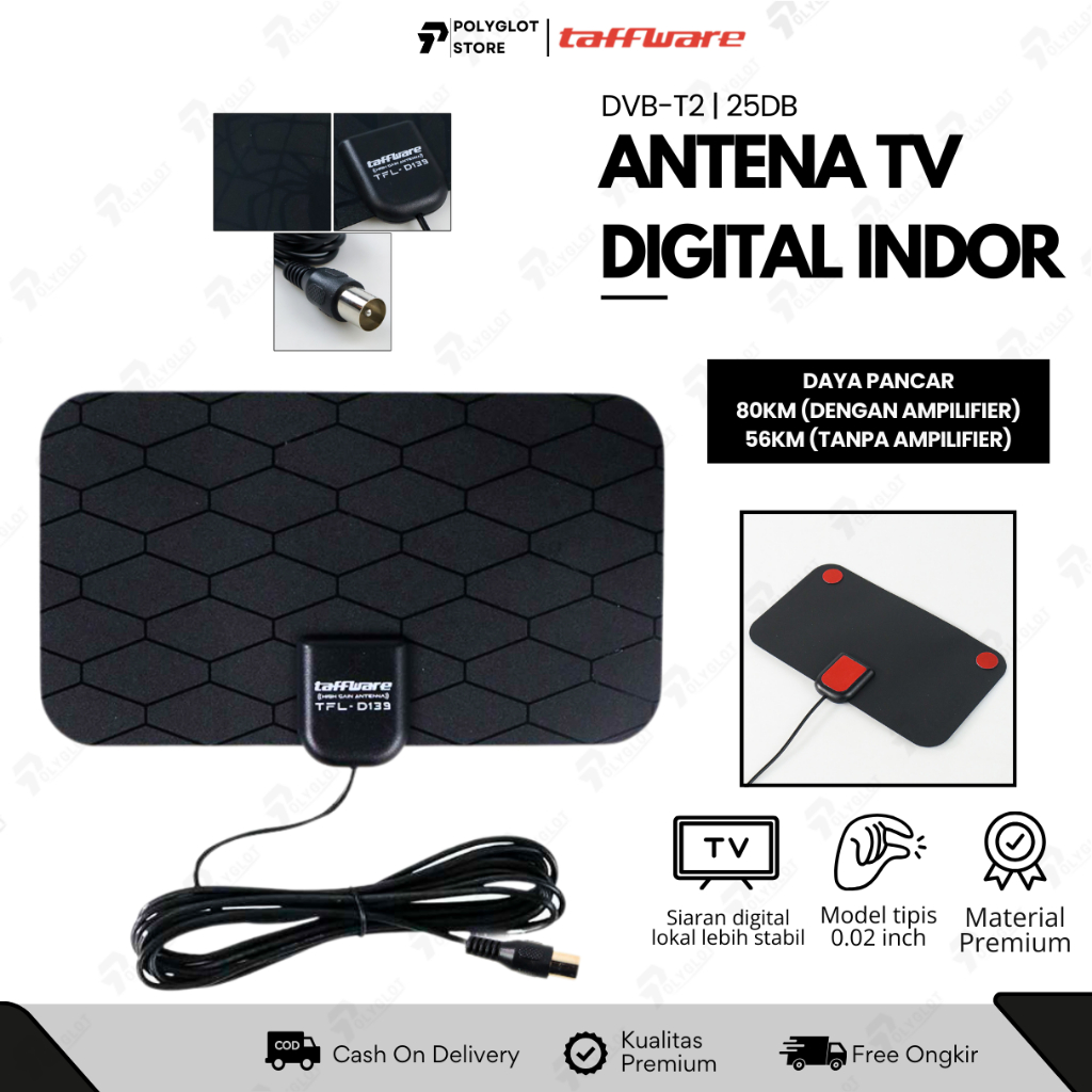 Jual ANTENA TV DIGITAL INDOOR DVB-T2 25DB 4K HIGH ANTENA HD TV TABUNG ...