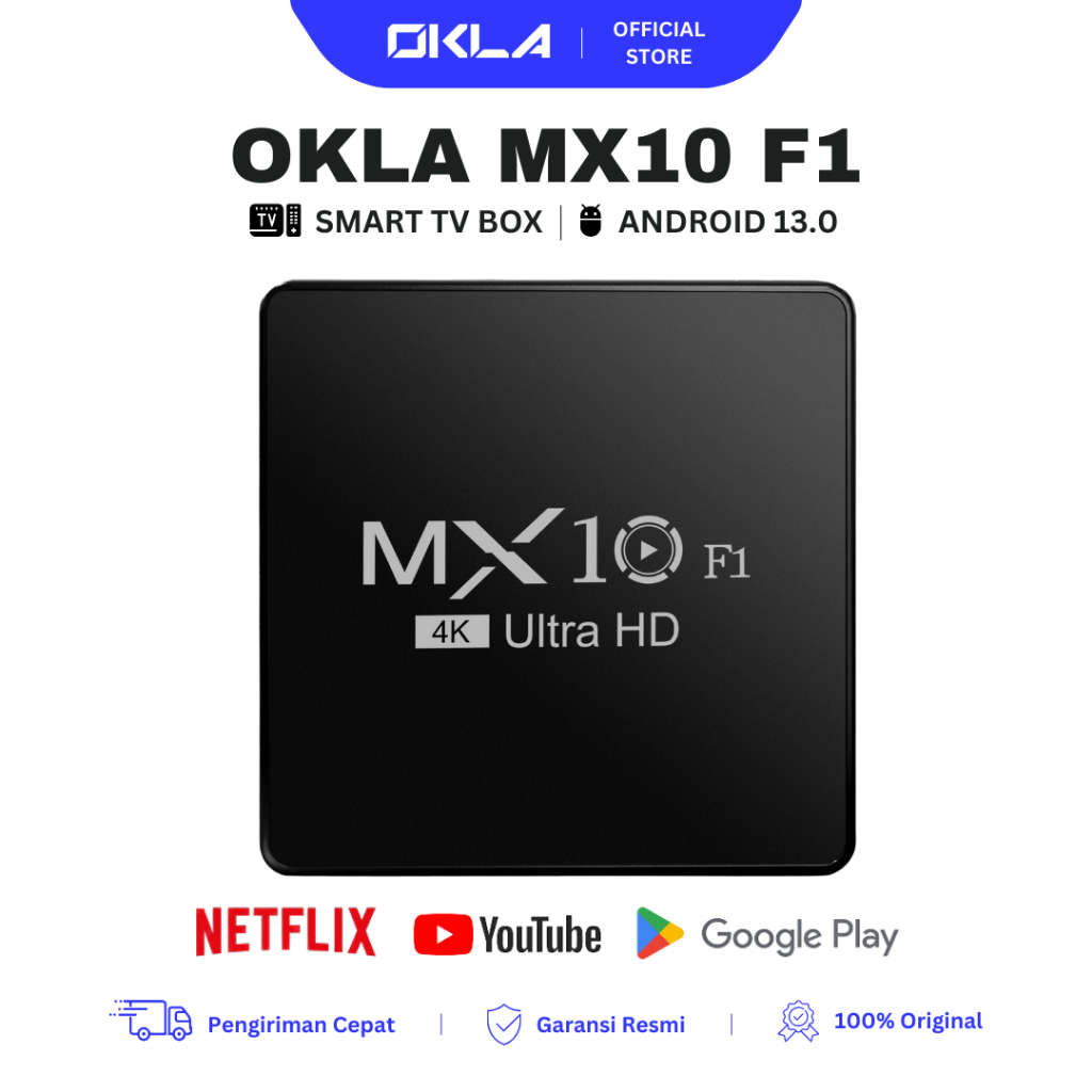 Jual OKLA MX10 F1 TV BOX 4k60 HDMI 5G setop box UHD new android 13.0 ...