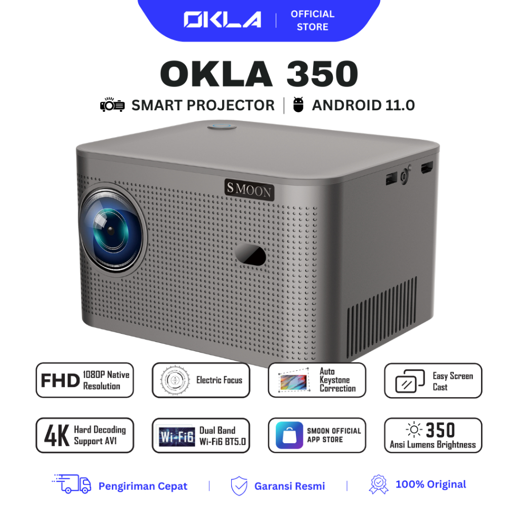 Jual OKLA 350 Smart Projector/LCD TV 350Lumens wifi Bluetooth Ultra HD ...
