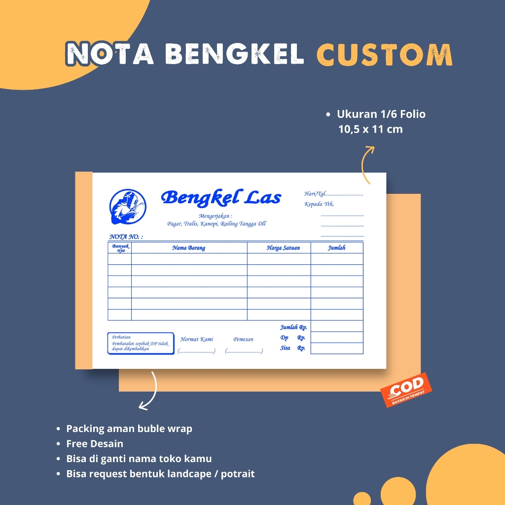 Jual cetak nota custom free desain | nota bengkel custom | nota ...