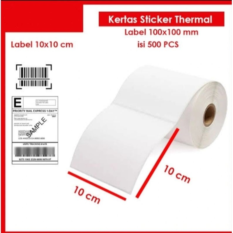 Jual LABEL STICKER THERMAL 100 X 100 isi 500 pcs / BARCODE 100X100 ...