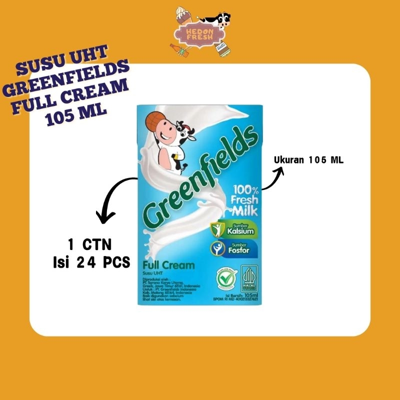 Jual SUSU UHT GREENFIELDS FULL CREAM 105 ML (1 CTN 24 PCS) | Shopee Indonesia